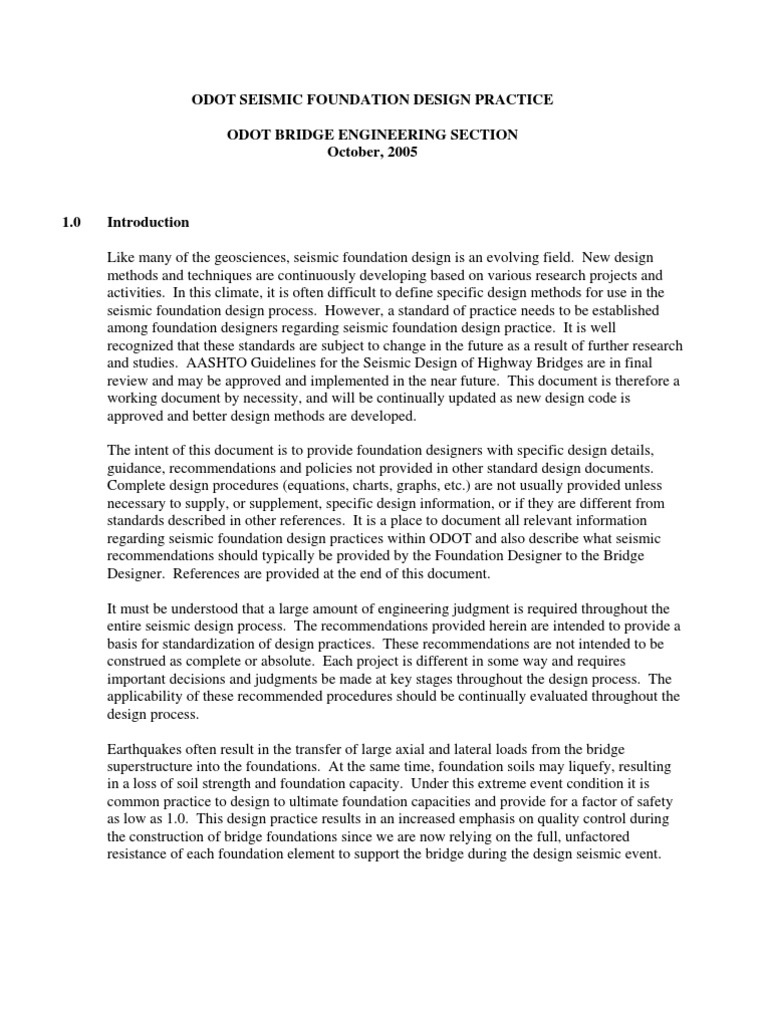 ODOT Seismic Foundation Design Guidelines | PDF | Deep Foundation ...