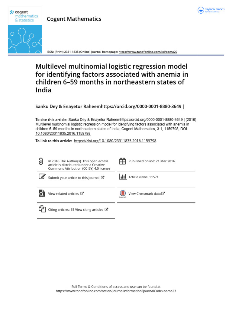 Multilevel Multinomial Logistic Regression Model For Identifying ...