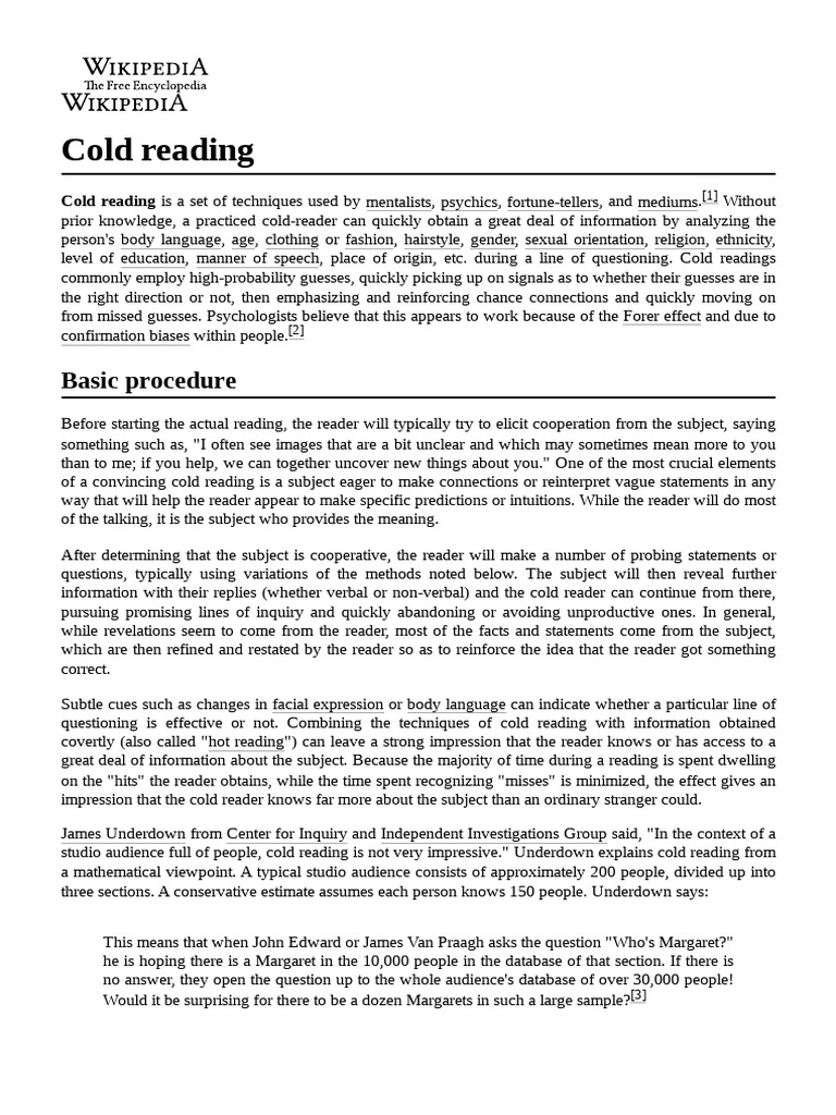 Cold Reading | PDF