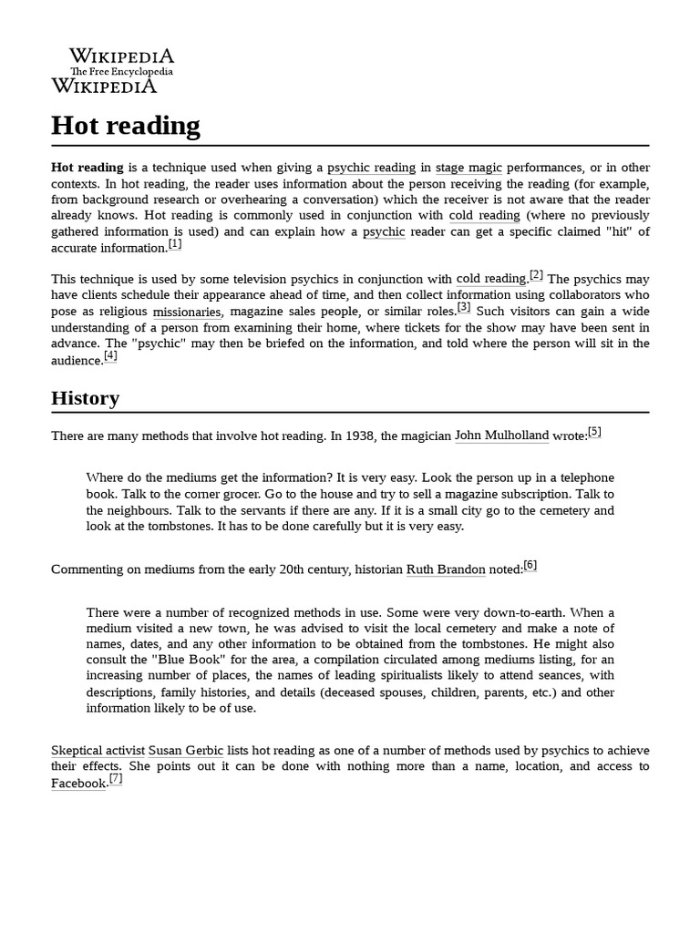 Hot Reading | PDF