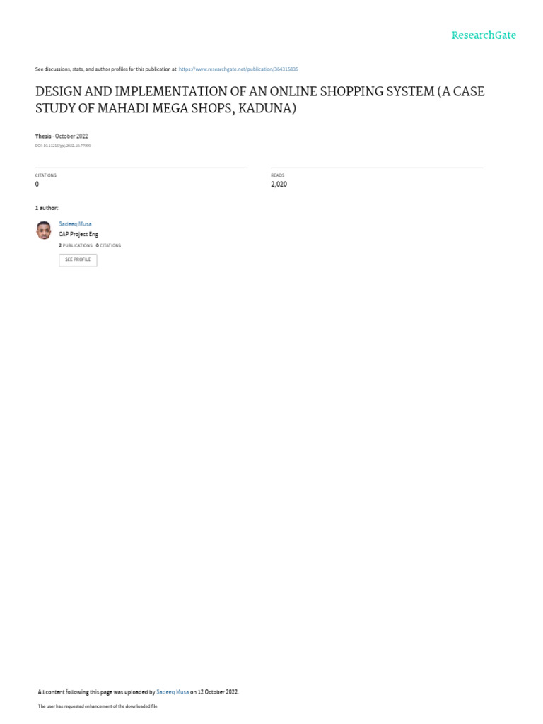 Design and Implementation of An Online Shopping System A Case Study of ...