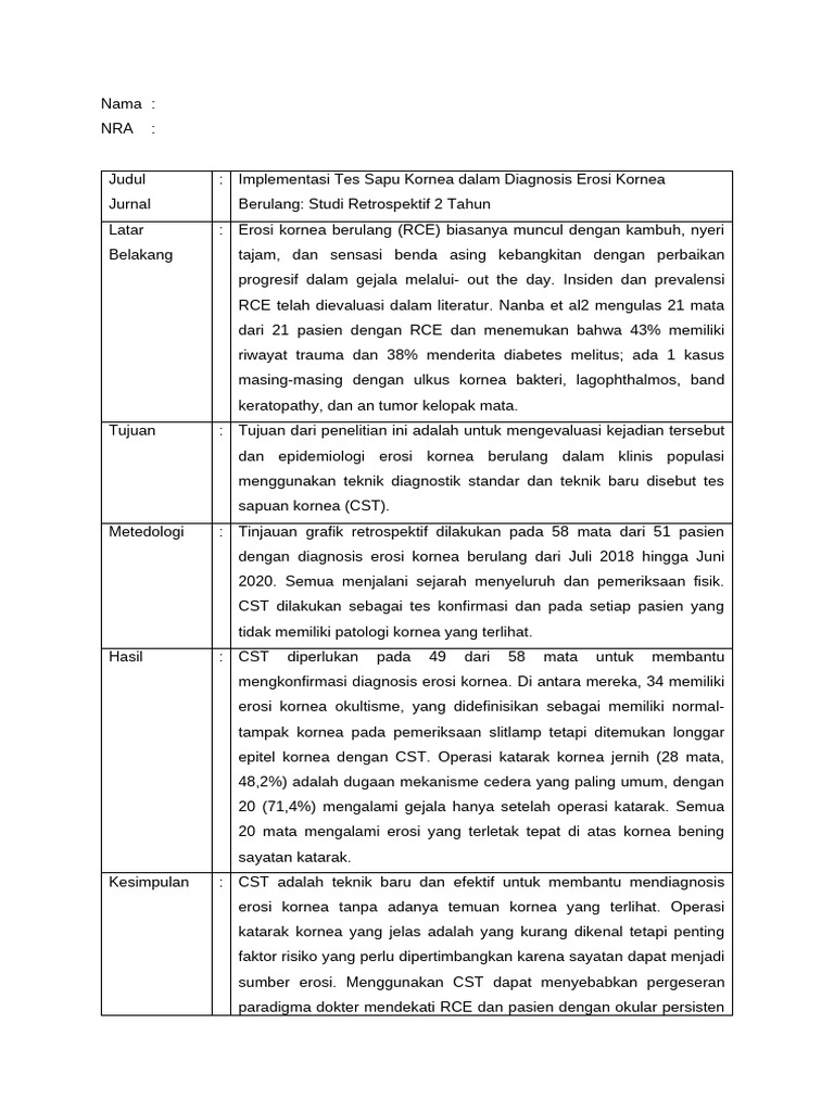 Implementation of The Corneal Sweep Test in The Diagnosis of Recurrent ...
