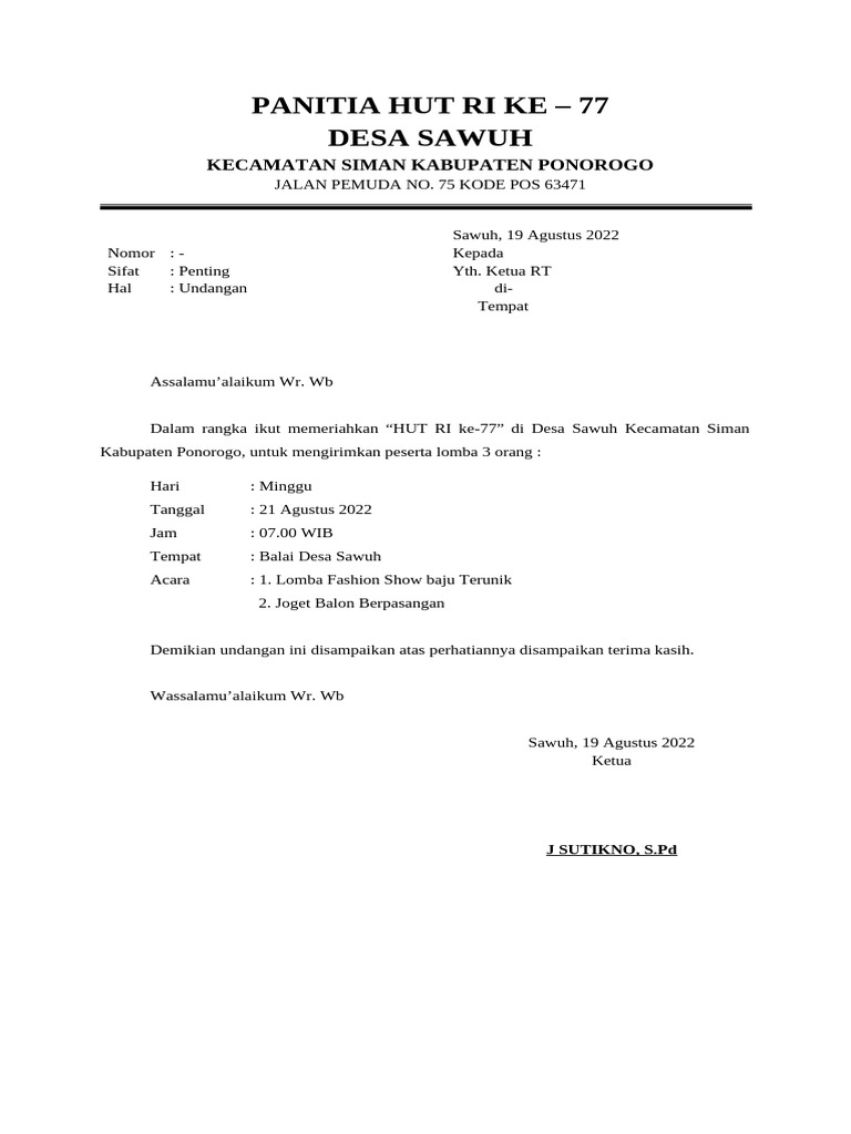 Undangan Jalan Santai | PDF