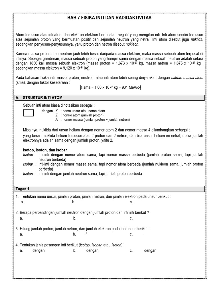 Bab 7 Inti Atom Radioaktivitas | PDF