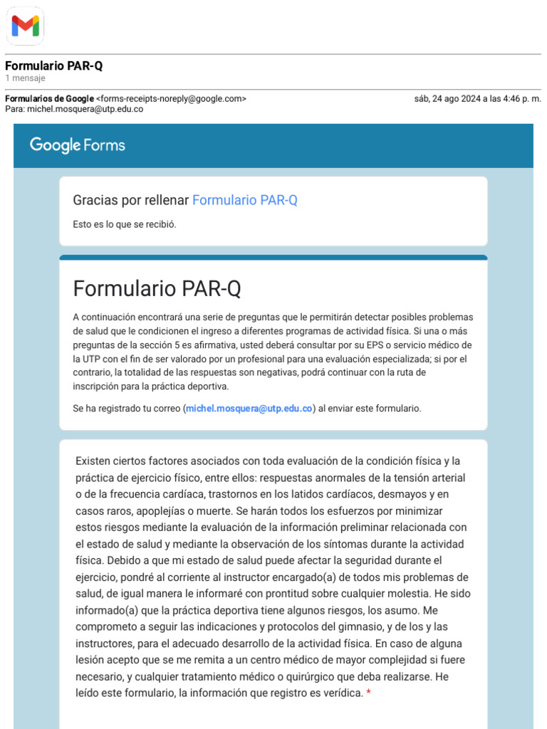 Formulario PAR-Q | PDF