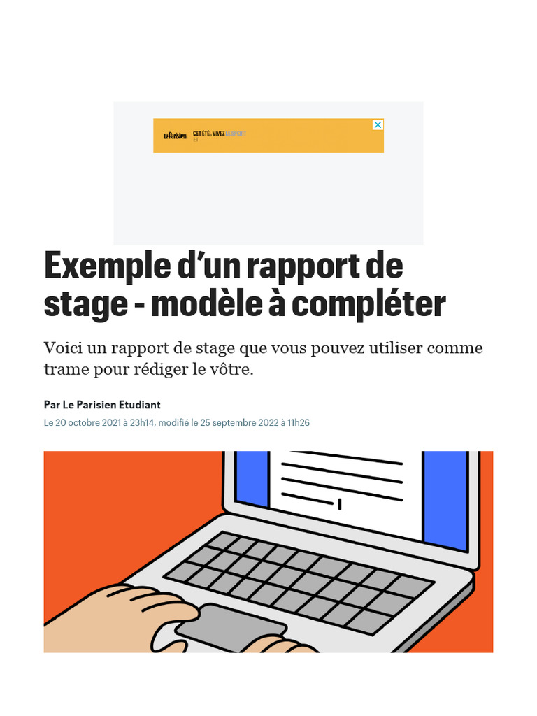 Exemple D'un Rapport de Stage - Modèle À Compléter - Le Parisien | PDF