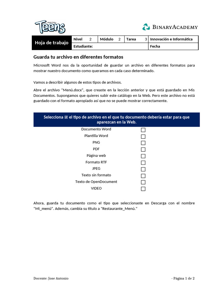 2S T3 Hoja de Trabajo | PDF