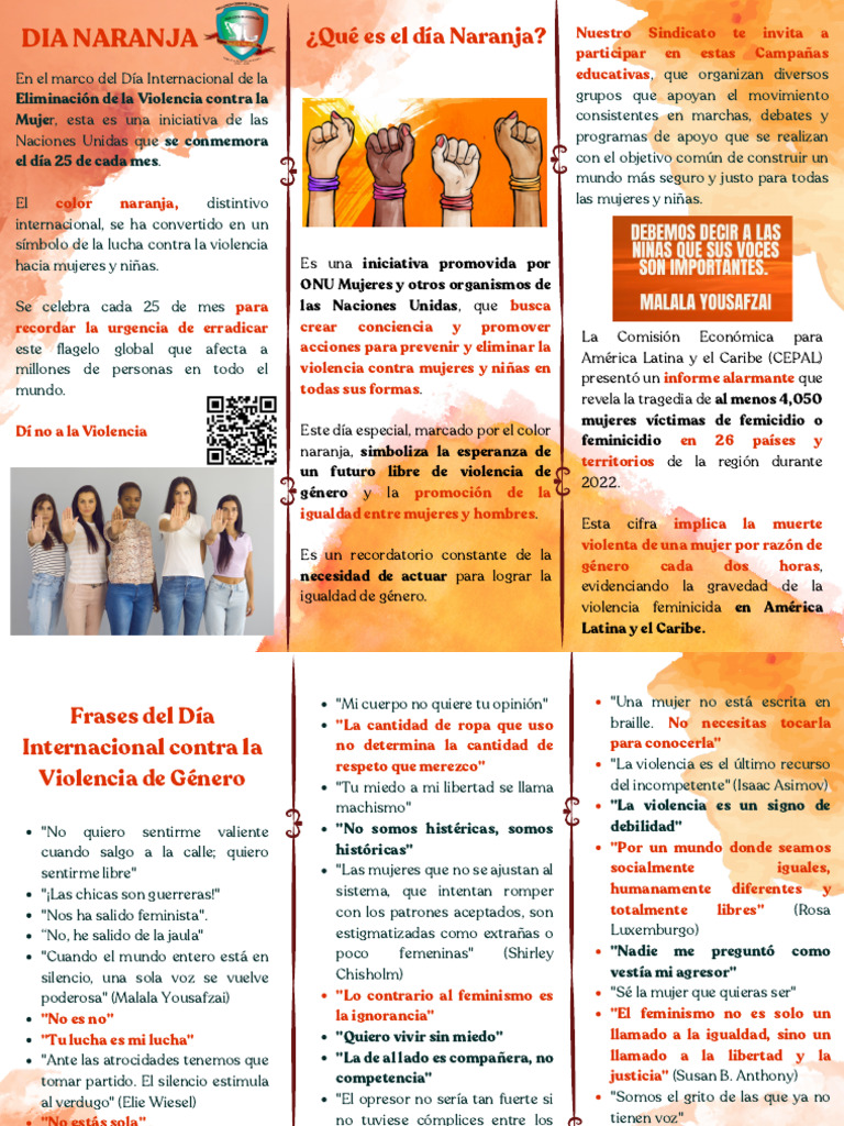 Dia Naranja - Tríptico - 04 | PDF | La violencia contra las mujeres | Ciencias sociales