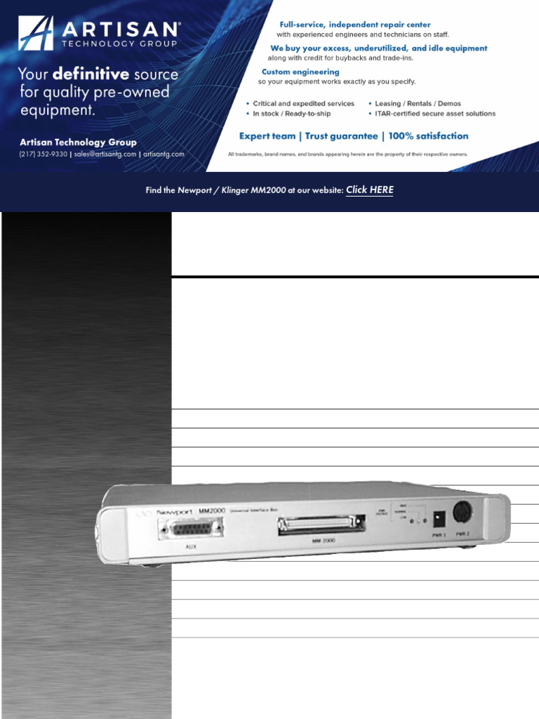 Newport MM2000 - Universal Interface Box Manual | PDF