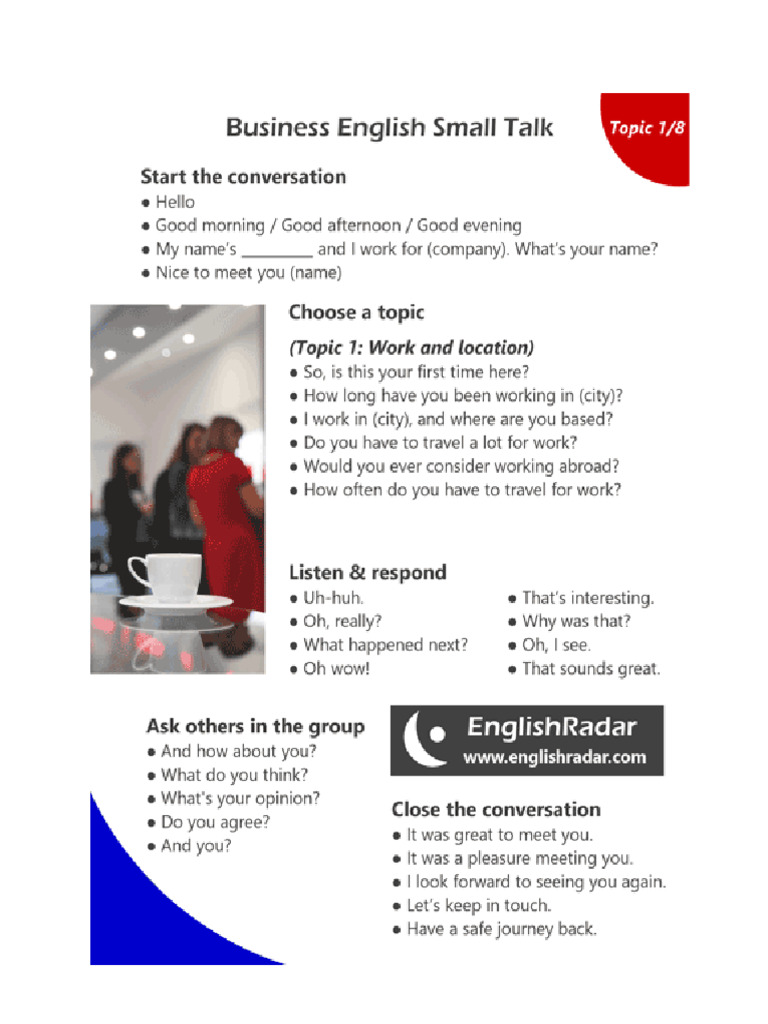 Business English - Using Small Talk Topic 1-2 | PDF