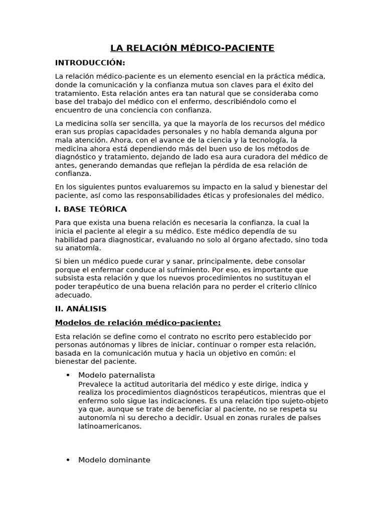 Resumen - La Relación Médico | PDF