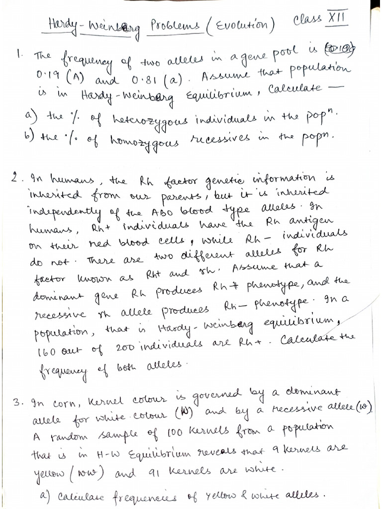 Hardy Weinberg Sums | PDF