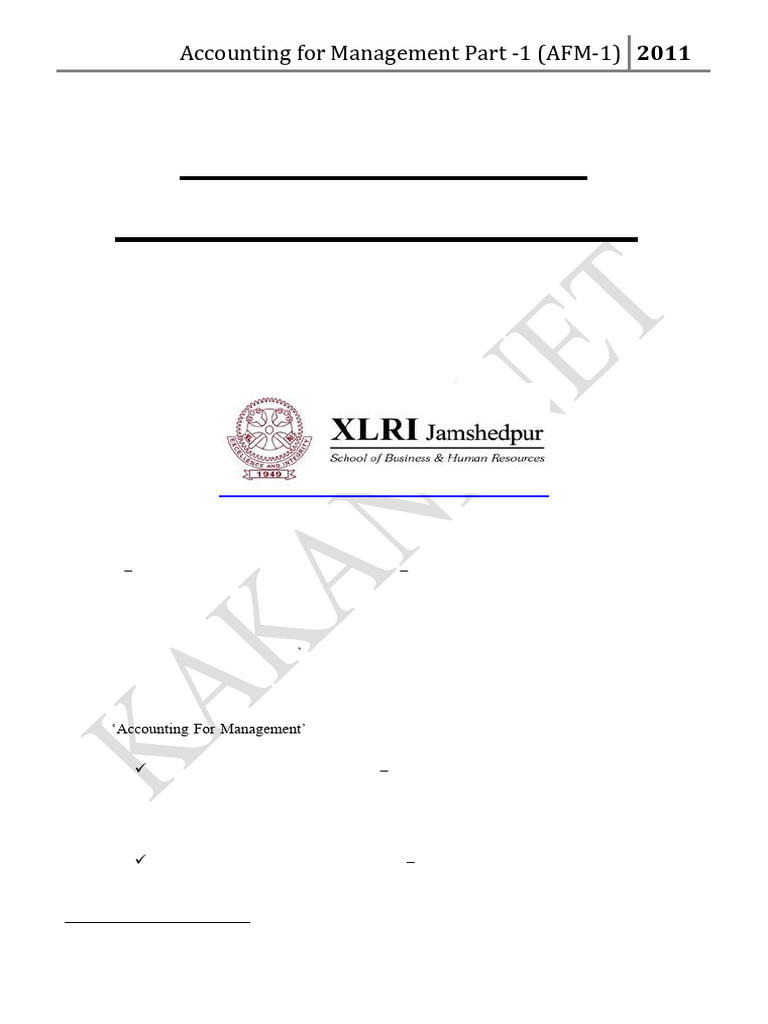 2011 - AFM - Outline XLRI | PDF