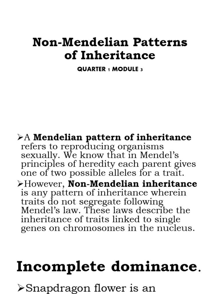 #2 Non-Mendelian Patterns of Inheritance | PDF | Dominance (Genetics) | Allele