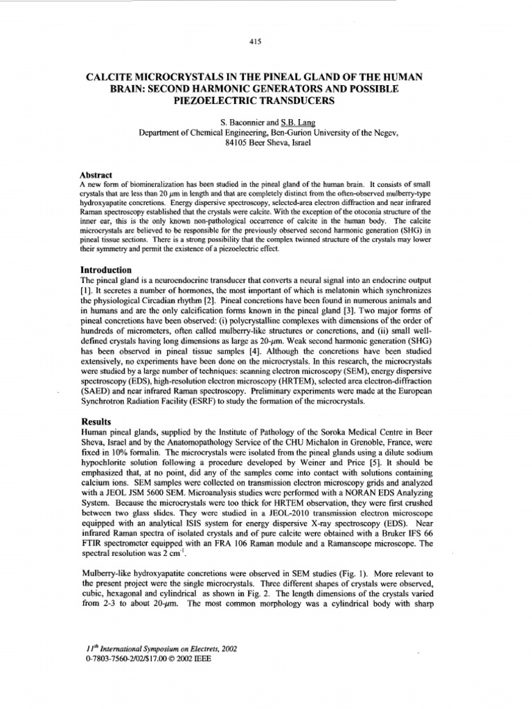 Calcite Microcrystals in The Pineal Gland of The Human Brain Second ...
