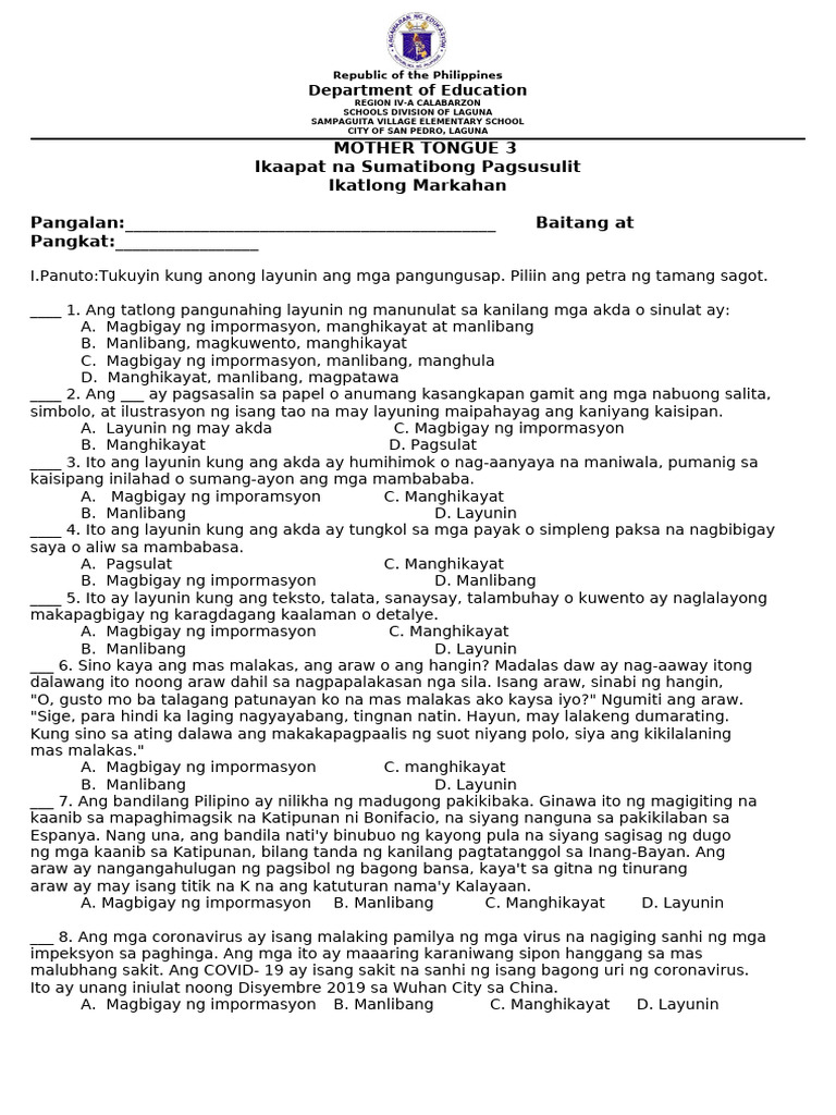 Q3 MTB3 Summative-4 | PDF