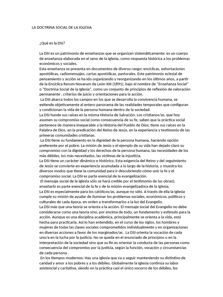 La Doctrina Social de La Iglesia | PDF