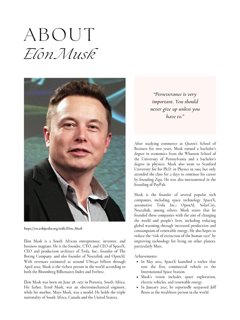 Biografi Elon Musk | PDF