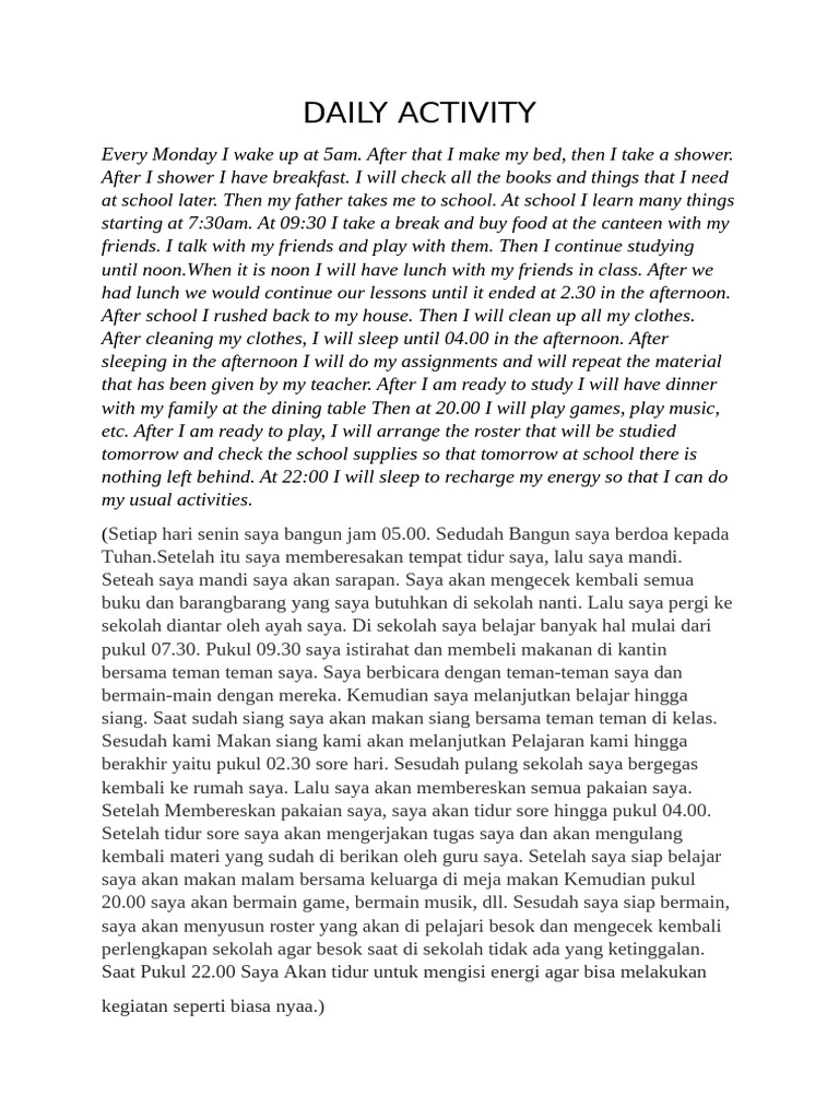 Daily Activity | PDF