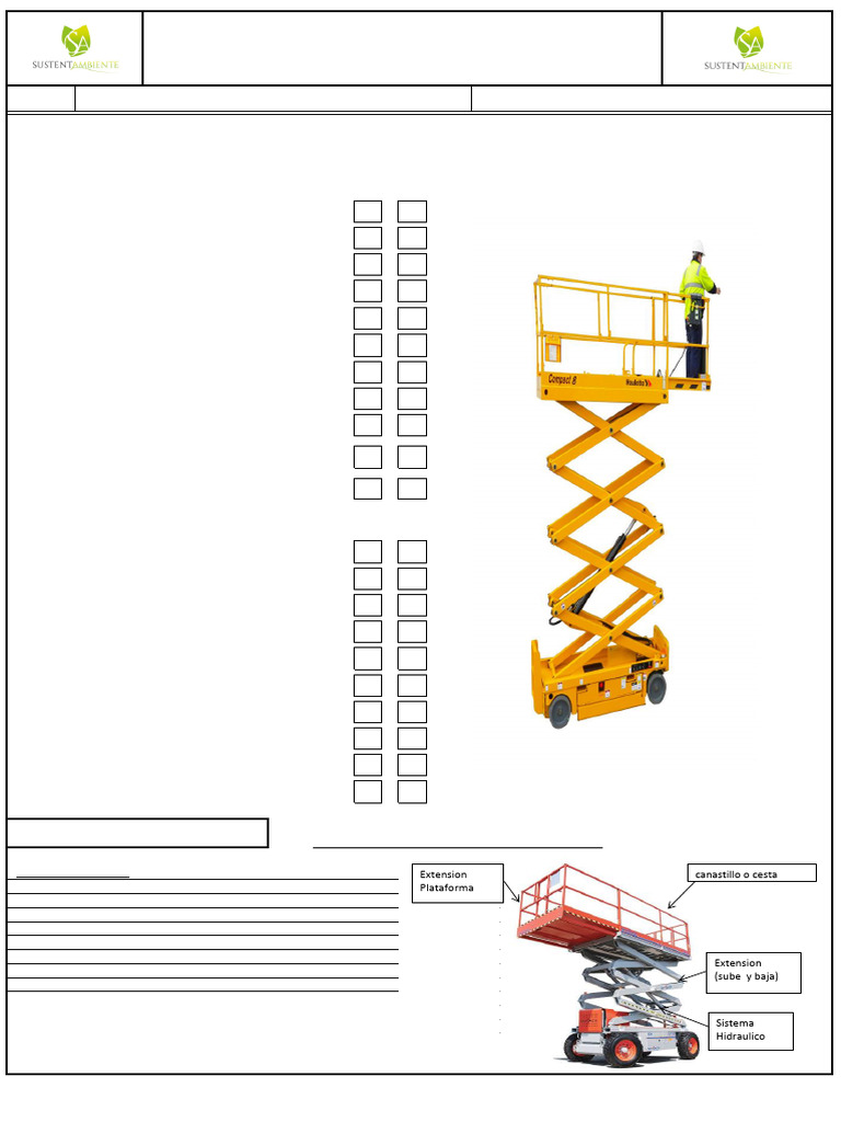 Checklist Manlift Tipo Tijera - S.A | PDF