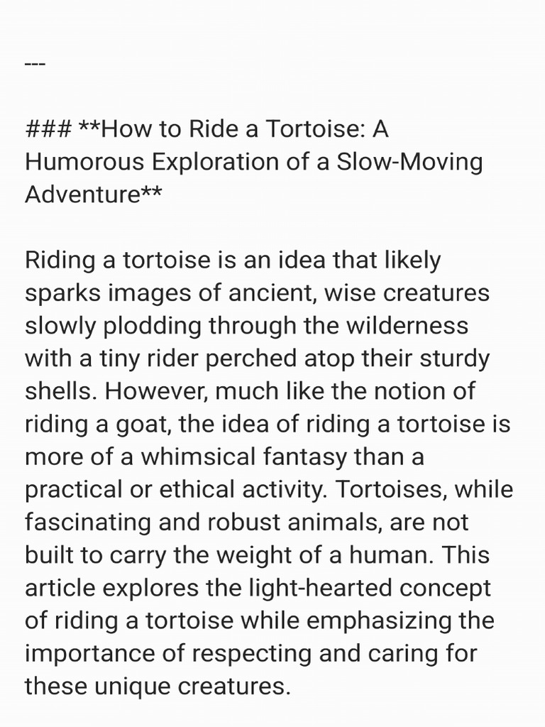 How To Ride A Tortoise - 240831 - 121311 | PDF