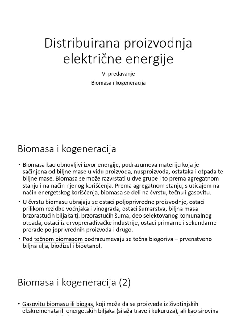 6 Distribuirana Proizvodnja Elektricne Energije Biomasa 1 | PDF