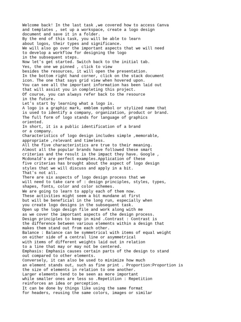 Types, Characteristics and Logo Design Process - Transcript | PDF ...