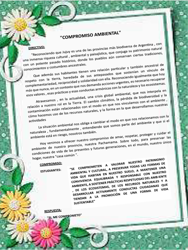 1 - Compromiso Ambiental Por Alumnos de 7° - Texto 2 - Jujuy | PDF