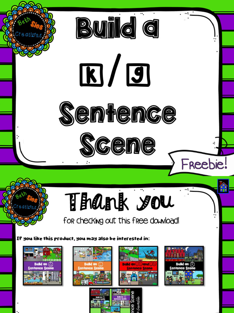 Build A K and G Sentence Scene Freebie Beth Sies Creations | PDF