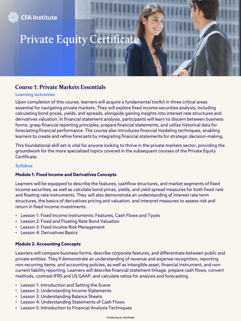 CFA Institute PE Certificate | PDF