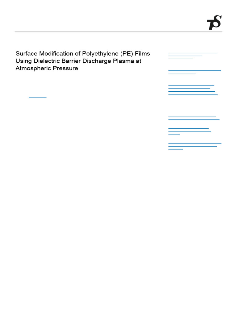2008 Surface Modification of Polyethylene (PE) Films by Using DBD | PDF ...