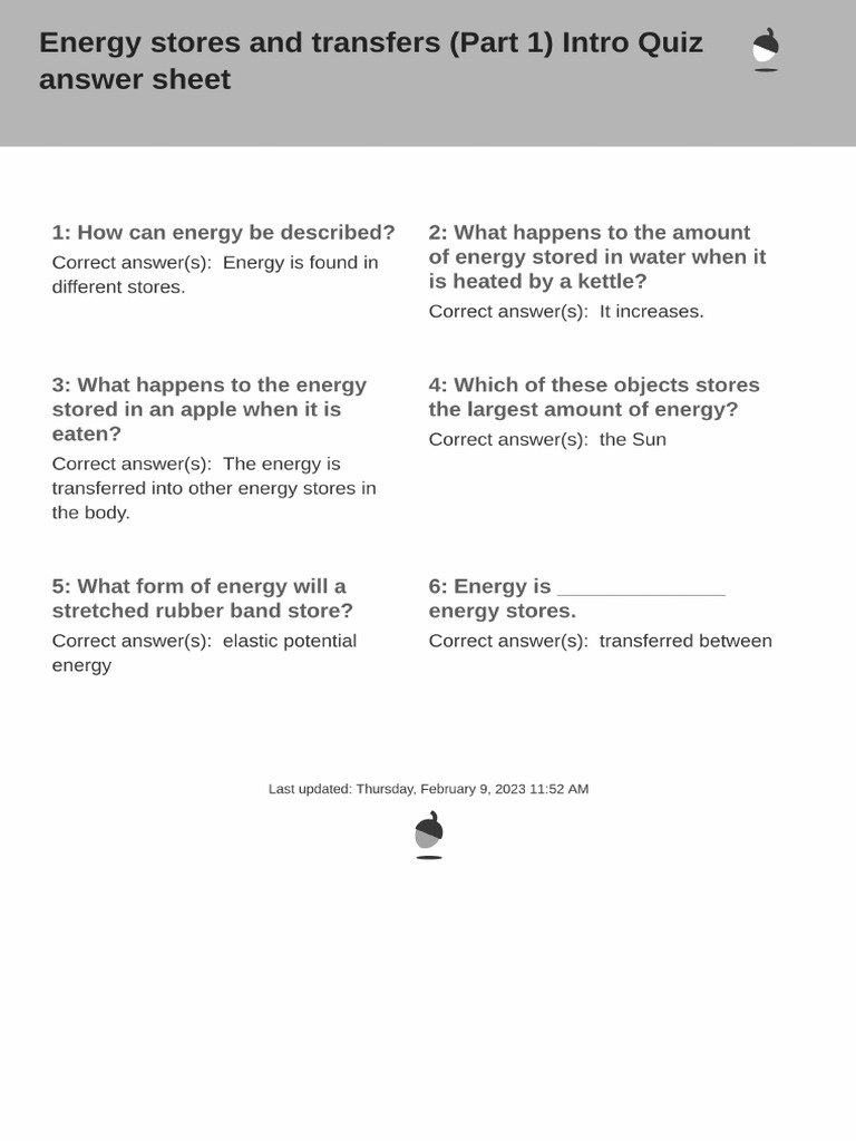 Starter Quiz Answers | PDF
