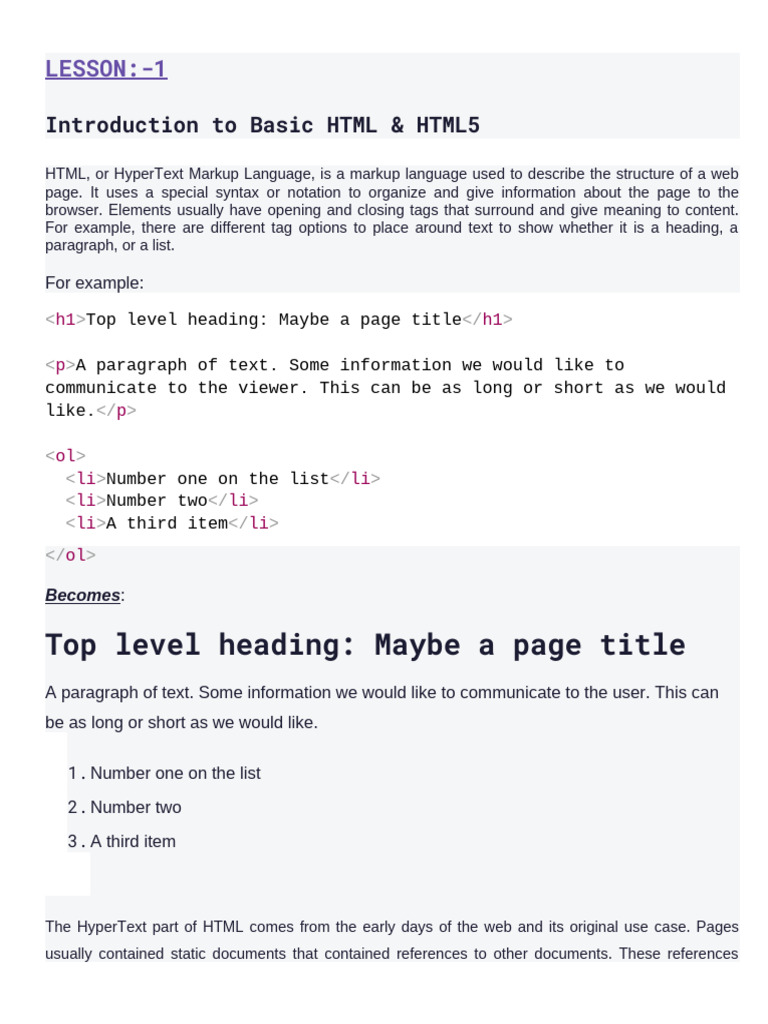 HTML & HTML5 Notes | PDF