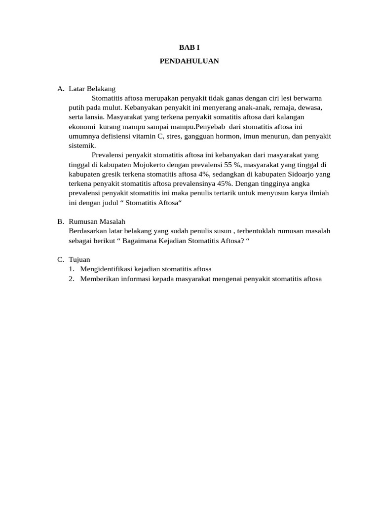 Referat Stomatitis Aftosa Mentari S. Ked | PDF