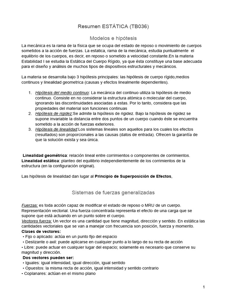 Resumen ESTÁTICA (TB036) Tuneado | PDF