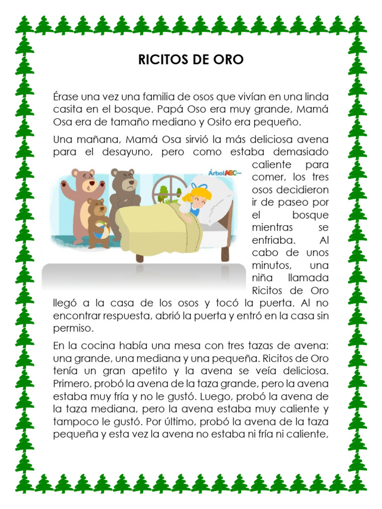 Cuento Ricitos de Oro | PDF