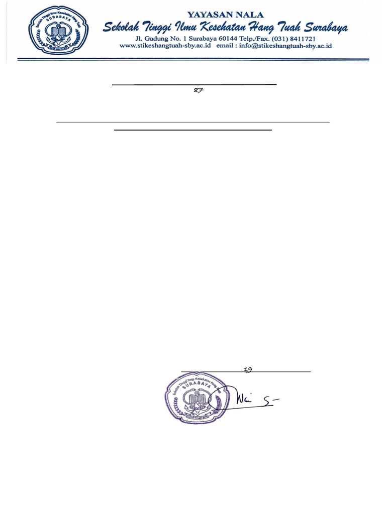 Peng 87 Pelaksanaan Ujian Akhir Semester Ganjil Dan Ujian Perbaikan Stikes Hang Tuah Surabaya ...