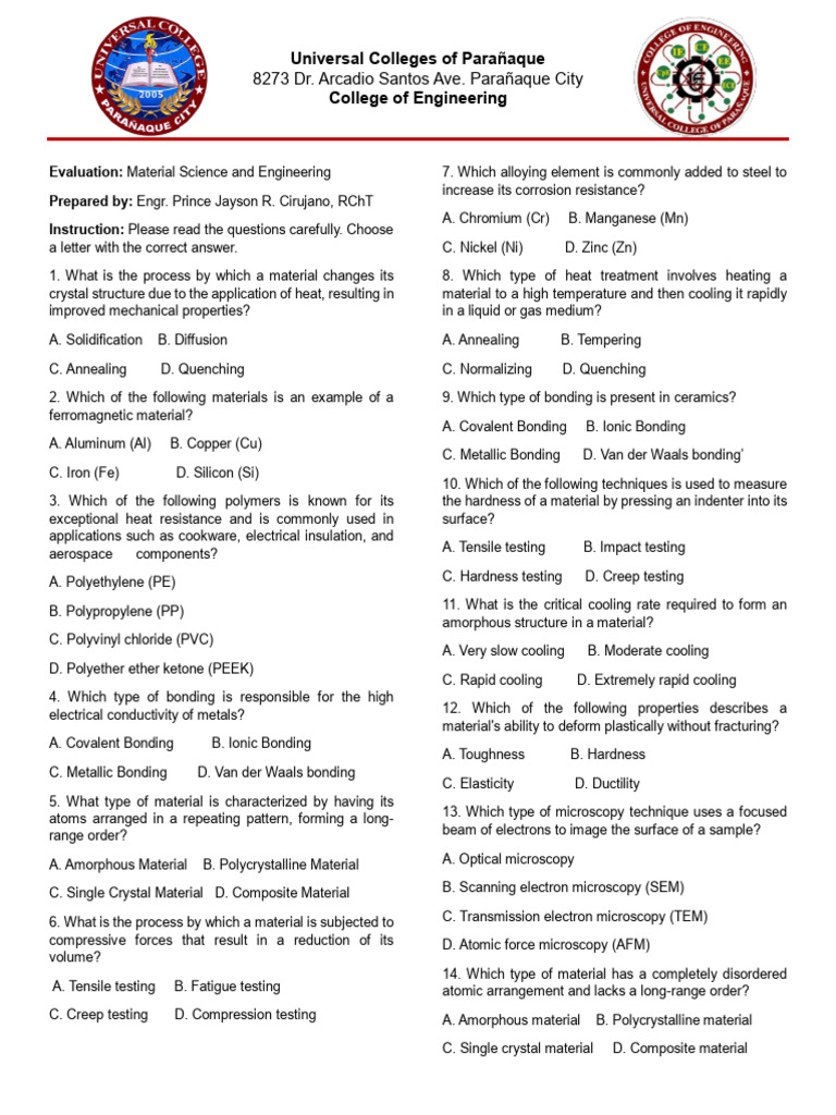 Evaluations MatSci | PDF