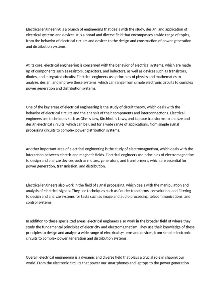 Electrical Engineering Notes | PDF