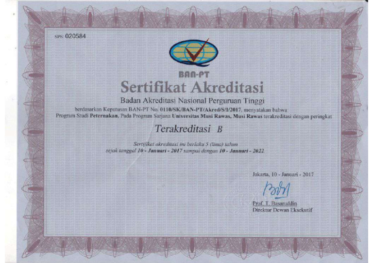 Sertifikat Akred Peternakan 2017-2022 | PDF