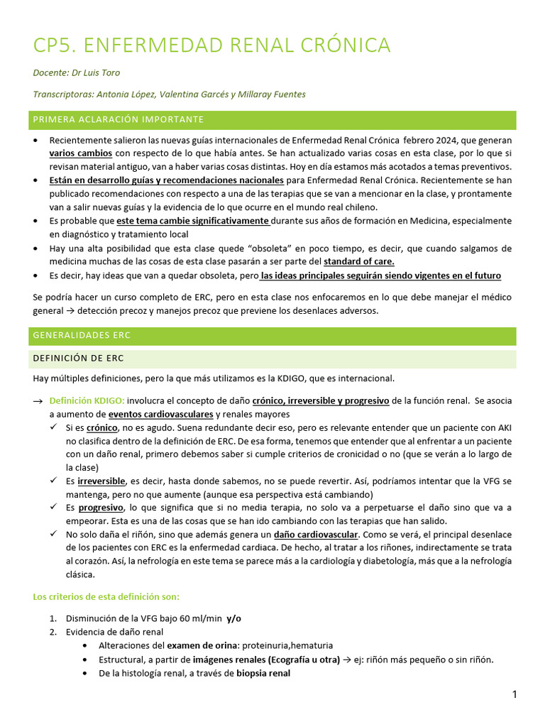 CP5. Enfermedad Renal Crónica | PDF
