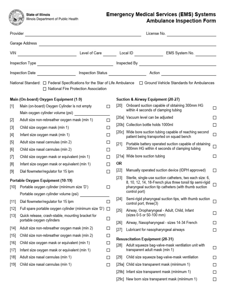 EMS Ambulance Inspection - 2023 | PDF | Emergency Medical Services ...