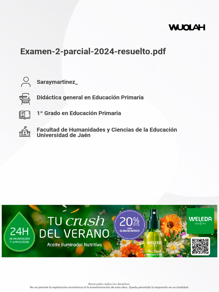 Wuolah Free Examen 2 Parcial 2024 Resuelto | PDF
