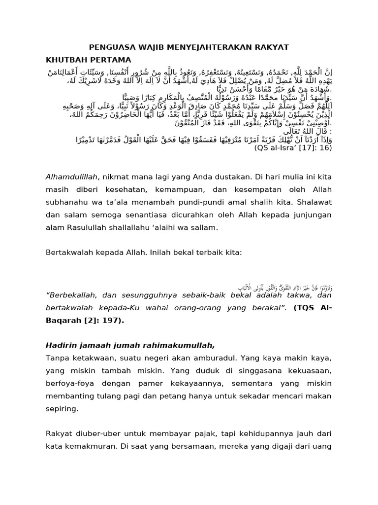 B Ind Khuthbah Jumat 9 2023 | PDF