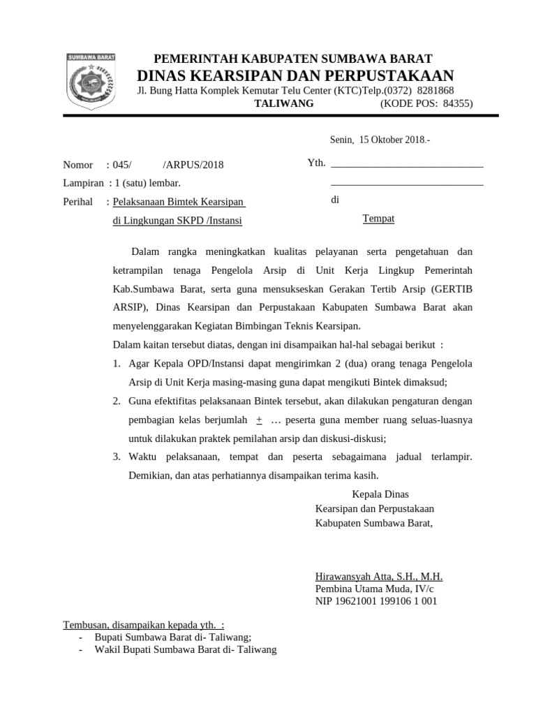 Surat Undangan Bimtek 2018 | PDF