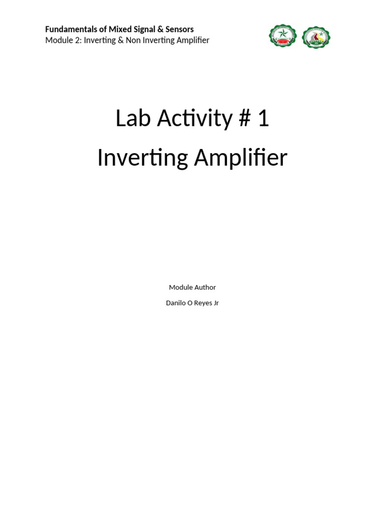 Lab Activity Inverting Amplifier Circuit 2024 | PDF