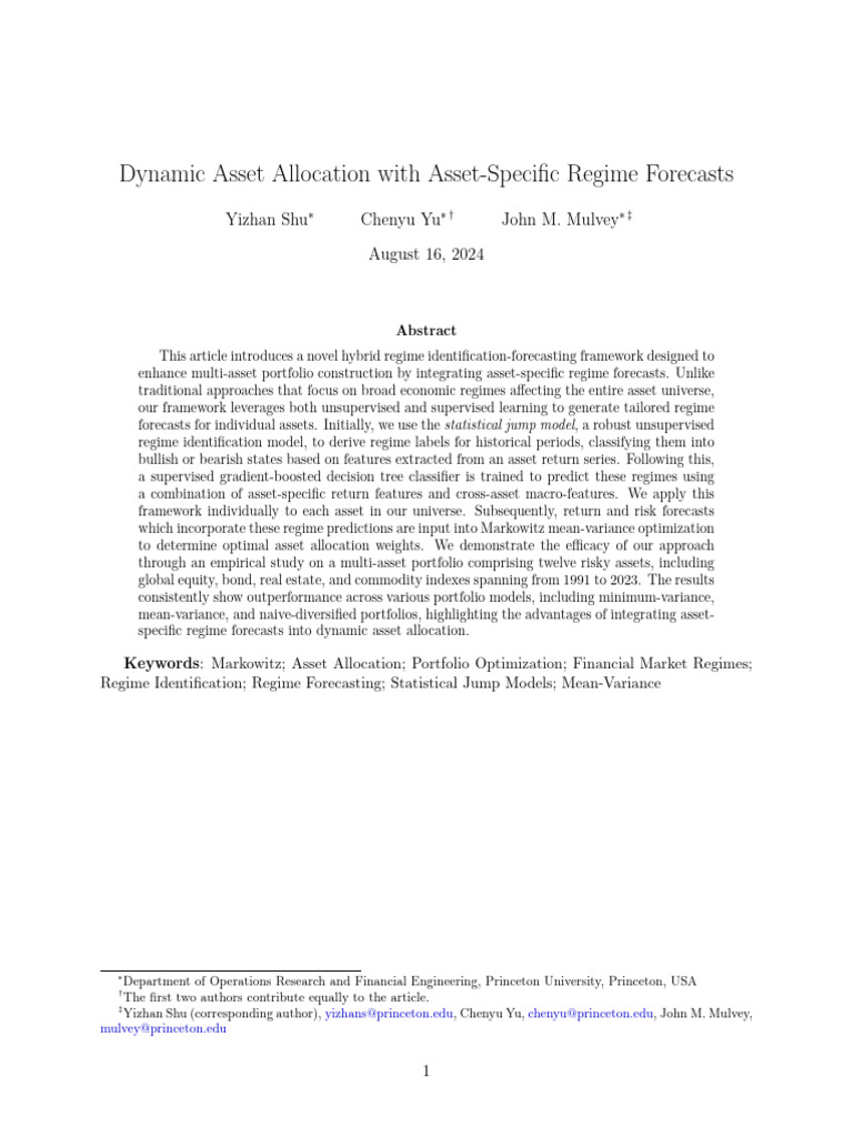 Dynamic Asset Allocation With Asset-Specific Regime Forecasts | PDF