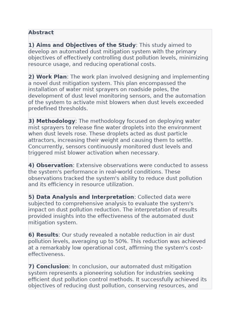 Dust Mitigation System | PDF