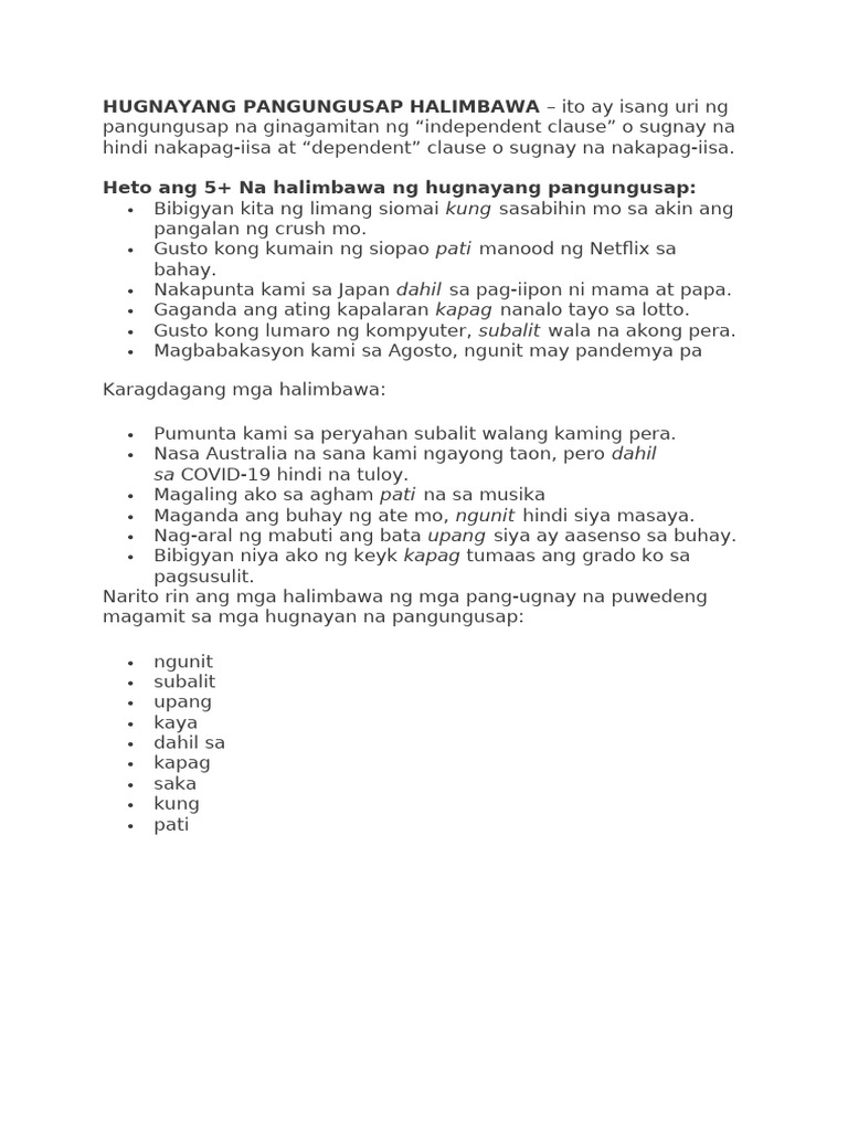 Hugnayang Pangungusap | PDF