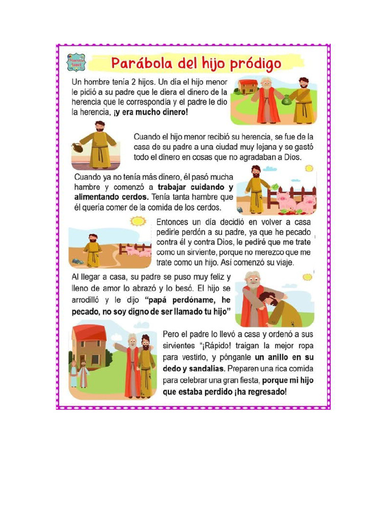 Texto y Fichas de La Paravola Del Hijo Prodigo | PDF